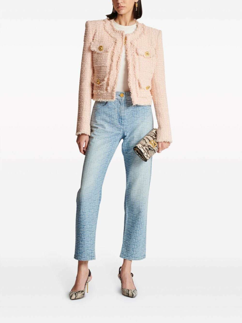 BALMAIN - Tweed Collarless Jacket Balmain