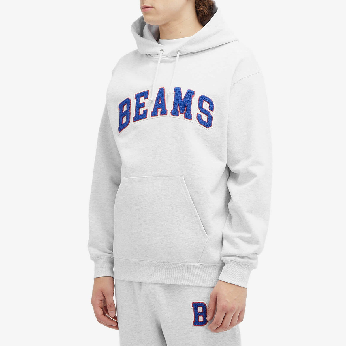 BEAMS Men's College Logo Hoodie in Ash Grey Beams Boy