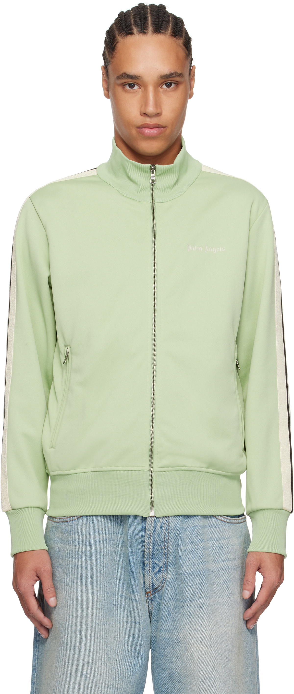 Palm Angels Green Embroidered Logo Track Jacket Palm Angels