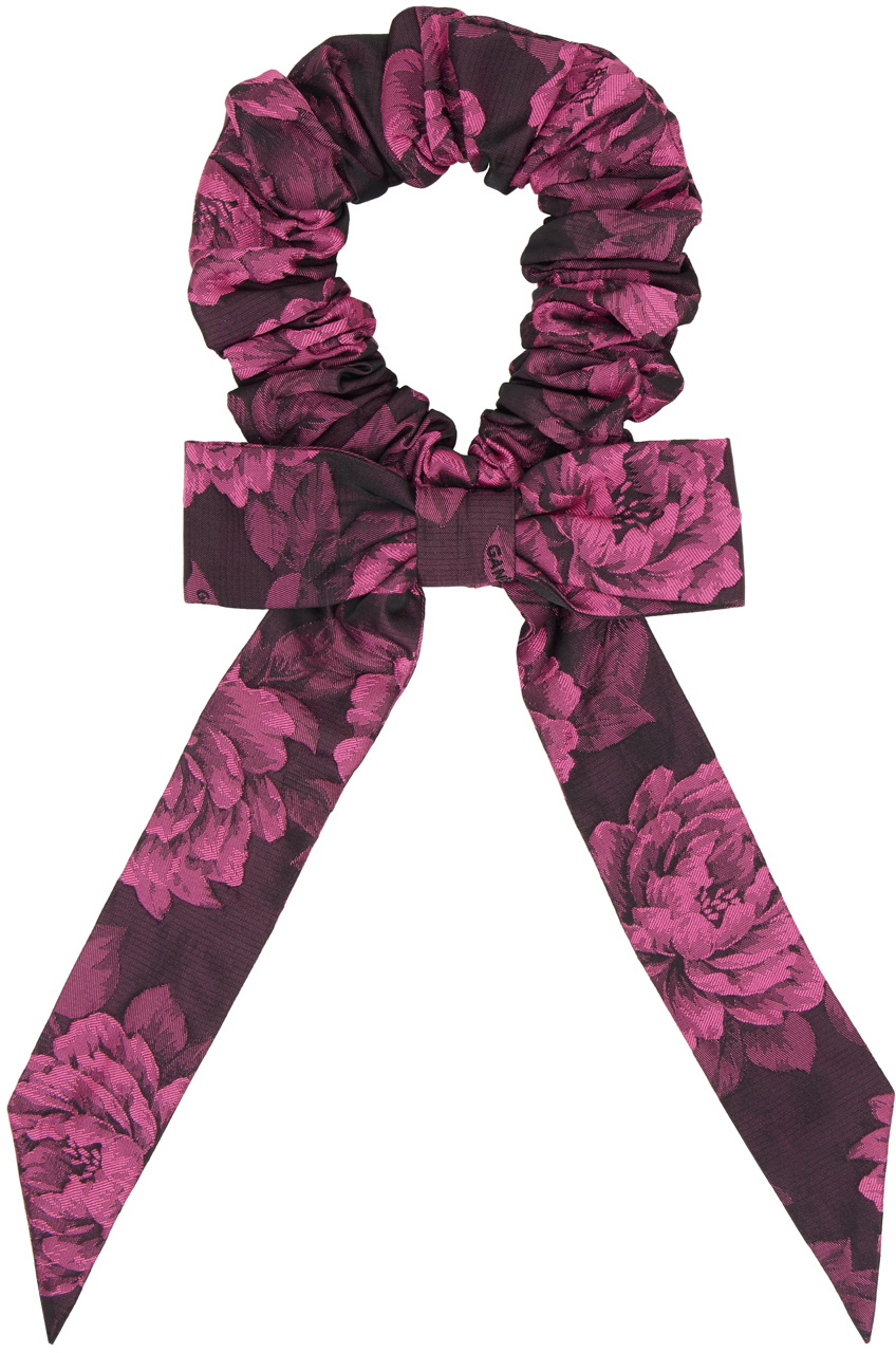 GANNI Purple Jacquard Bow Scrunchie GANNI