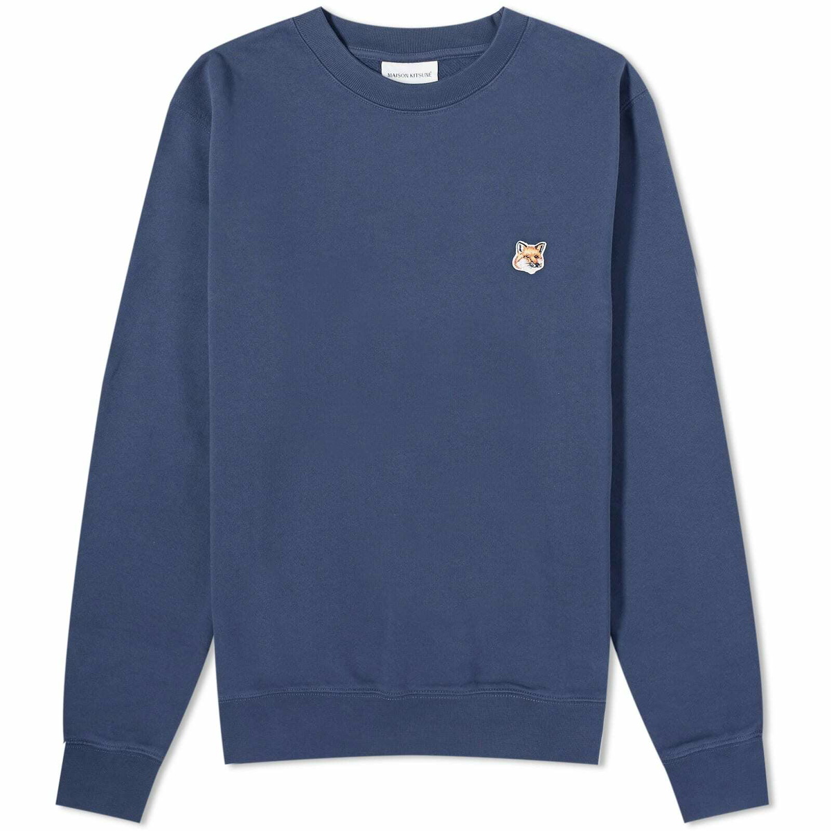 Maison Kitsuné Men's Fox Head Patch Crew Sweat in Ink Blue Maison Kitsune