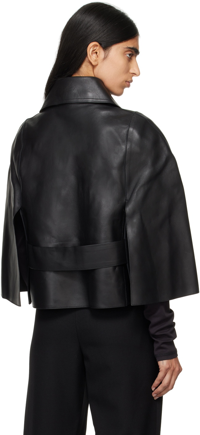 TOTEME Black Double Leather Cape Vest Toteme