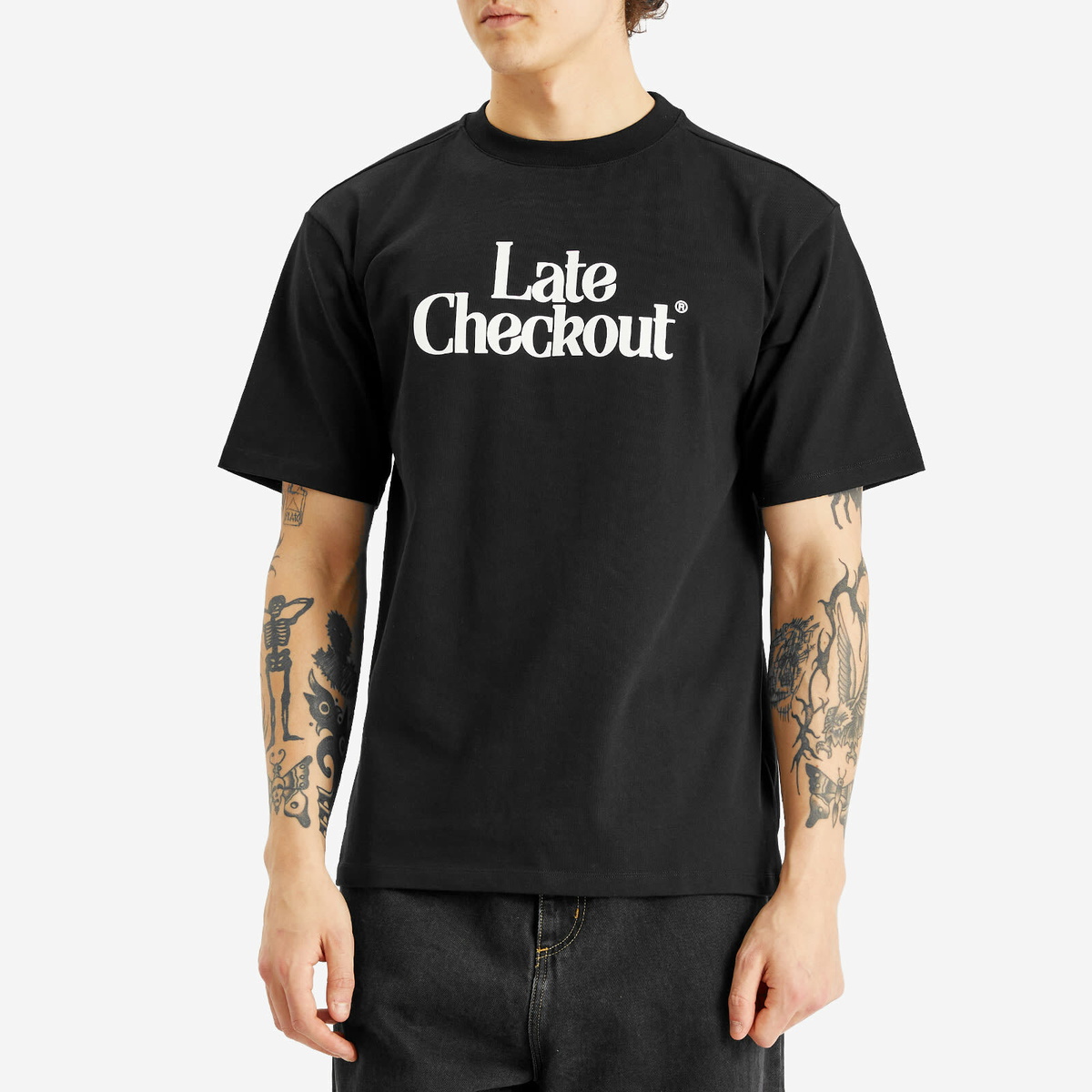 Late Checkout Men's Logo T-Shirt in Black Late Checkout