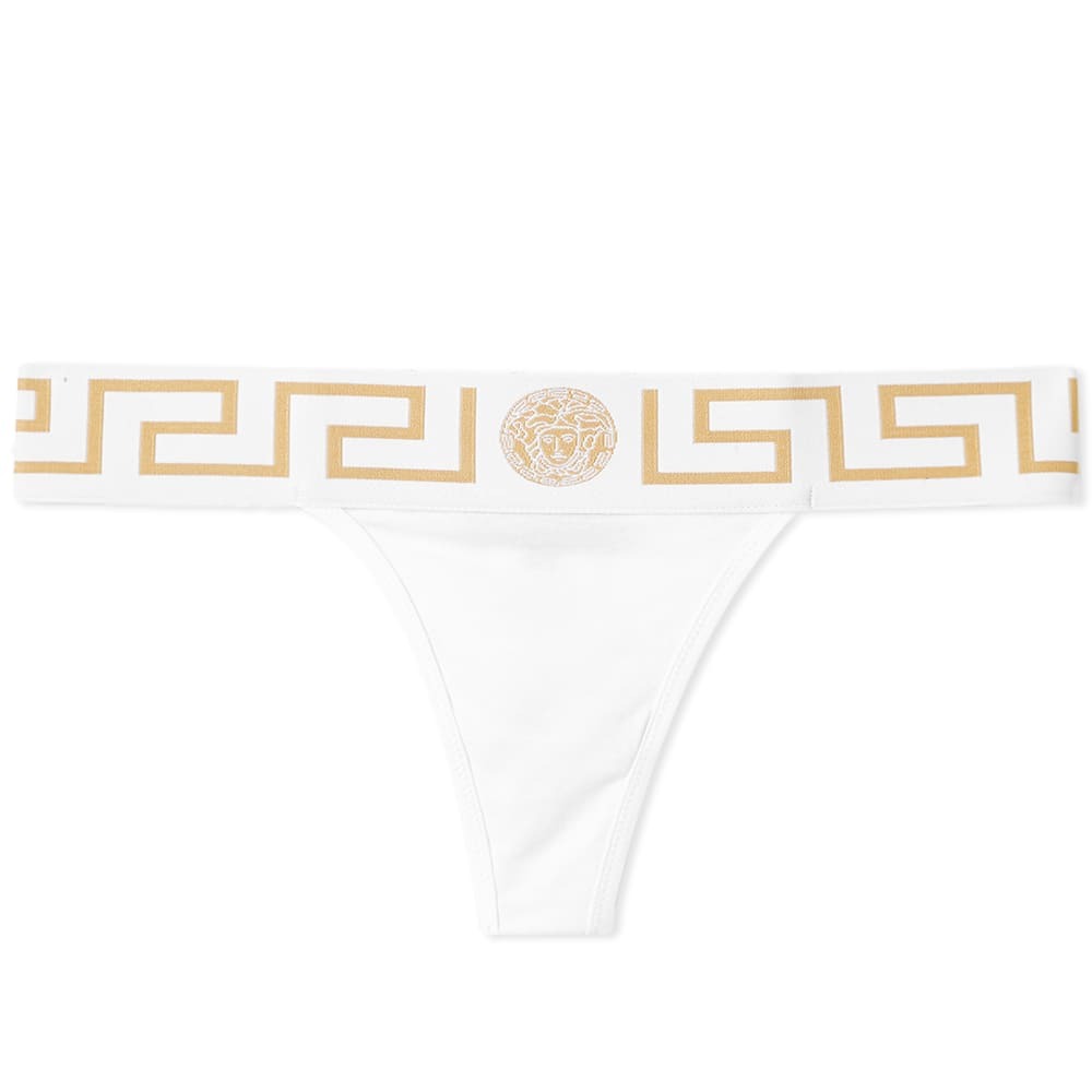 Versace Women's Greca Thong in White Versace