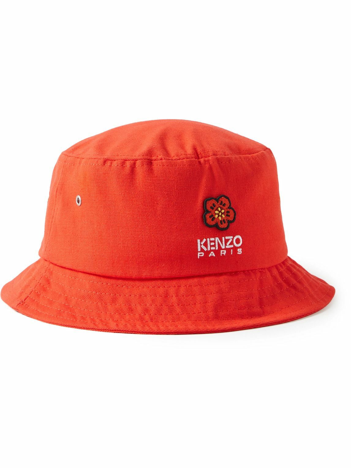 KENZO - Appliquéd Logo-Embroidered Cotton-Canvas Bucket Hat - Orange Kenzo