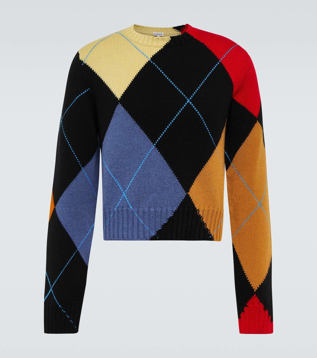 Loewe Cropped argyle cashmere sweater Loewe
