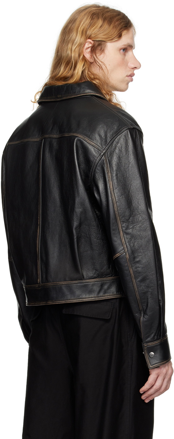 COOR Brown Padded Shoulder Leather Jacket COOR