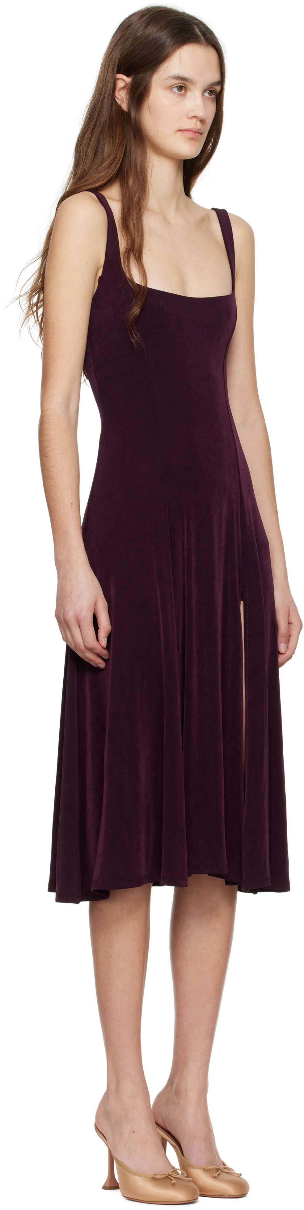Mirror Palais Purple Linda Supermodel Midi Dress Mirror Palais