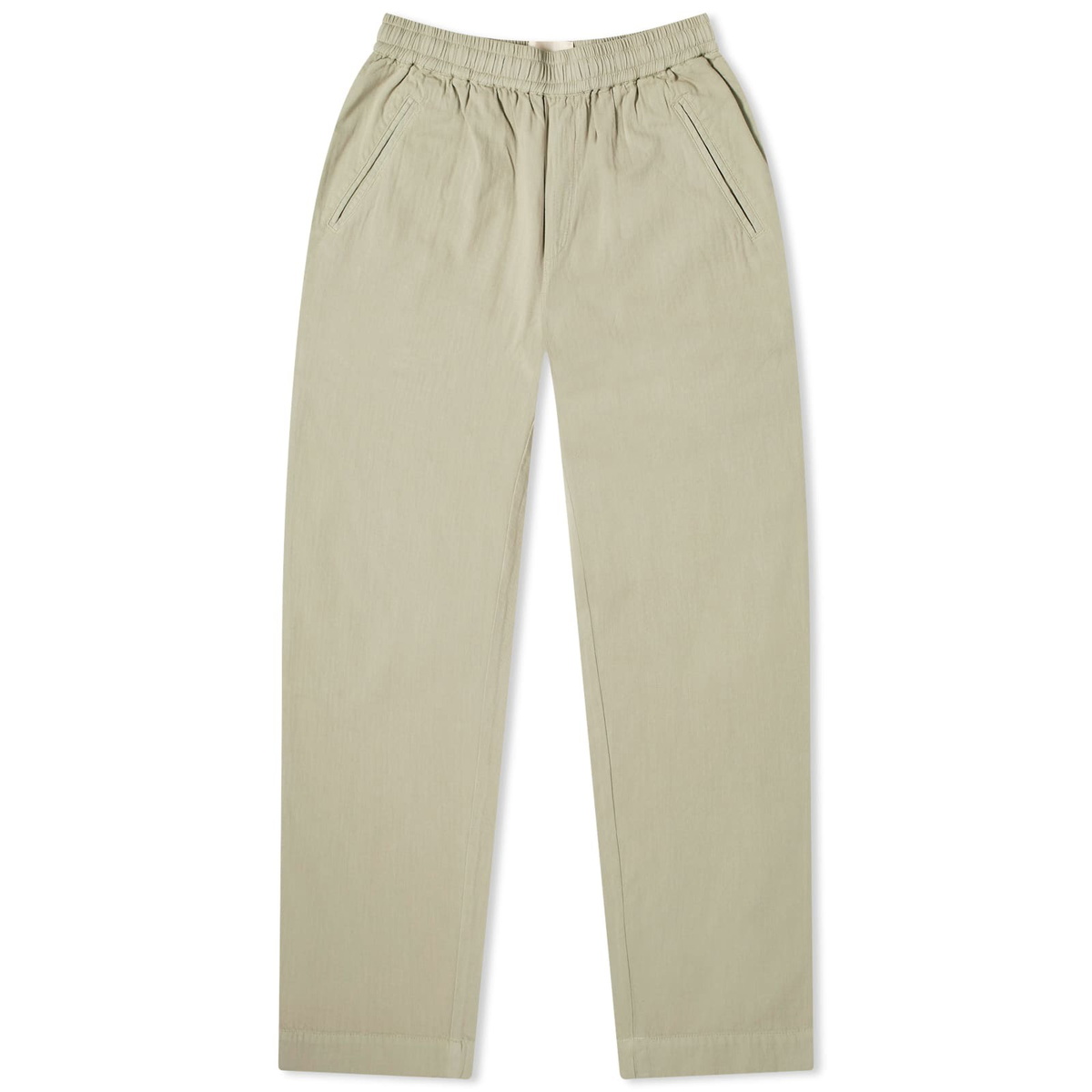 Folk Men's Herringbone Drawcord Assembly Trousers in Light Olive Folk