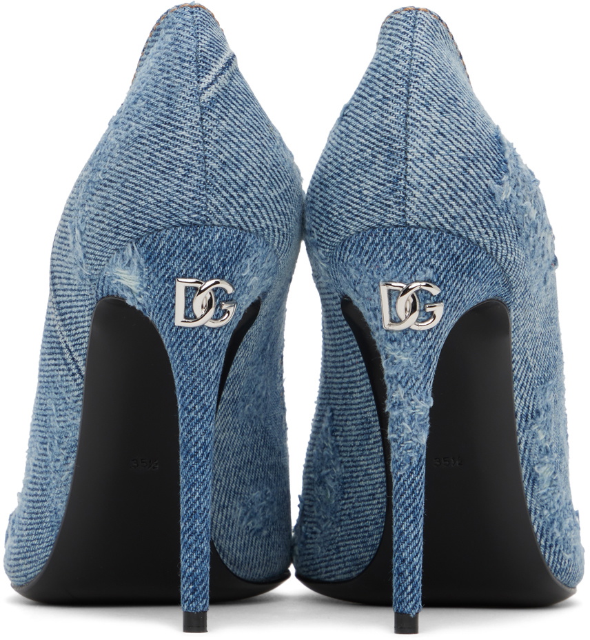 Dolce & Gabbana Blue Patchwork Denim Heels Dolce & Gabbana