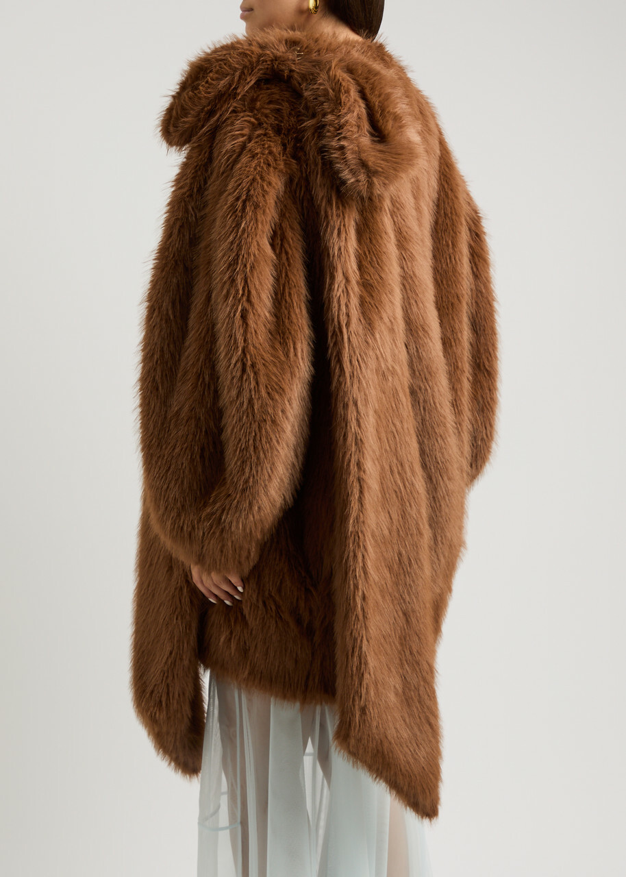 Simone Rocha Bow-embellished Faux fur Coat Brown Simone Rocha