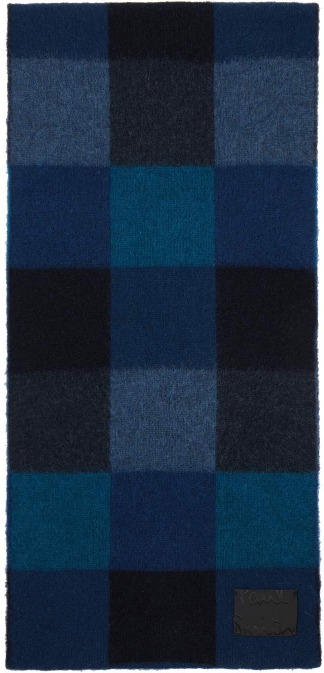 Paul Smith Blue Oversized Check Scarf Paul Smith
