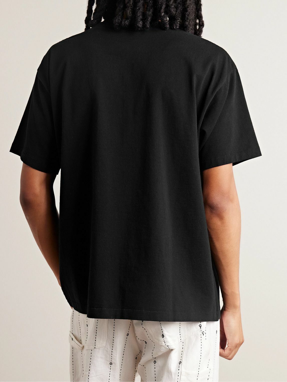 BODE - Logo-Embellished Cotton-Jersey T-Shirt - Black Bode