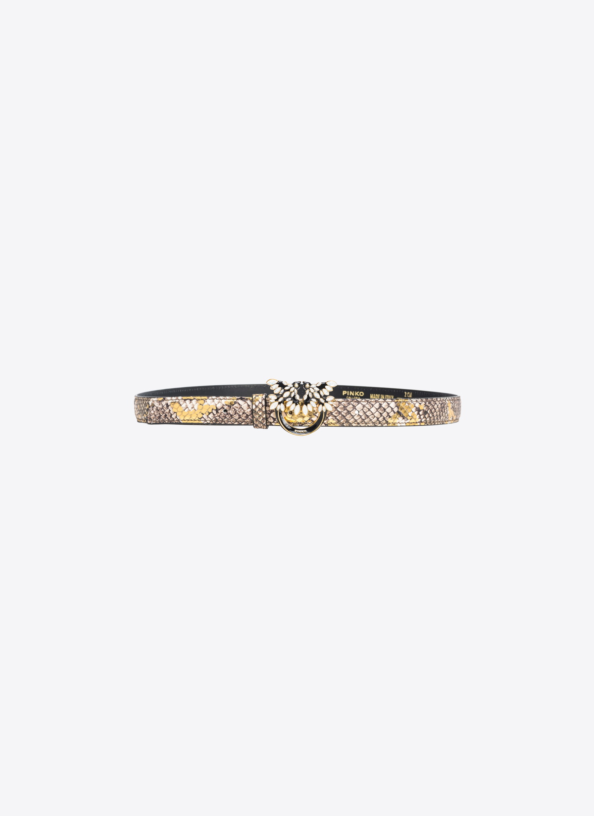Pinko Pinko Galleria Thin 2cm Laminated Reptile Print Belt With Love ...