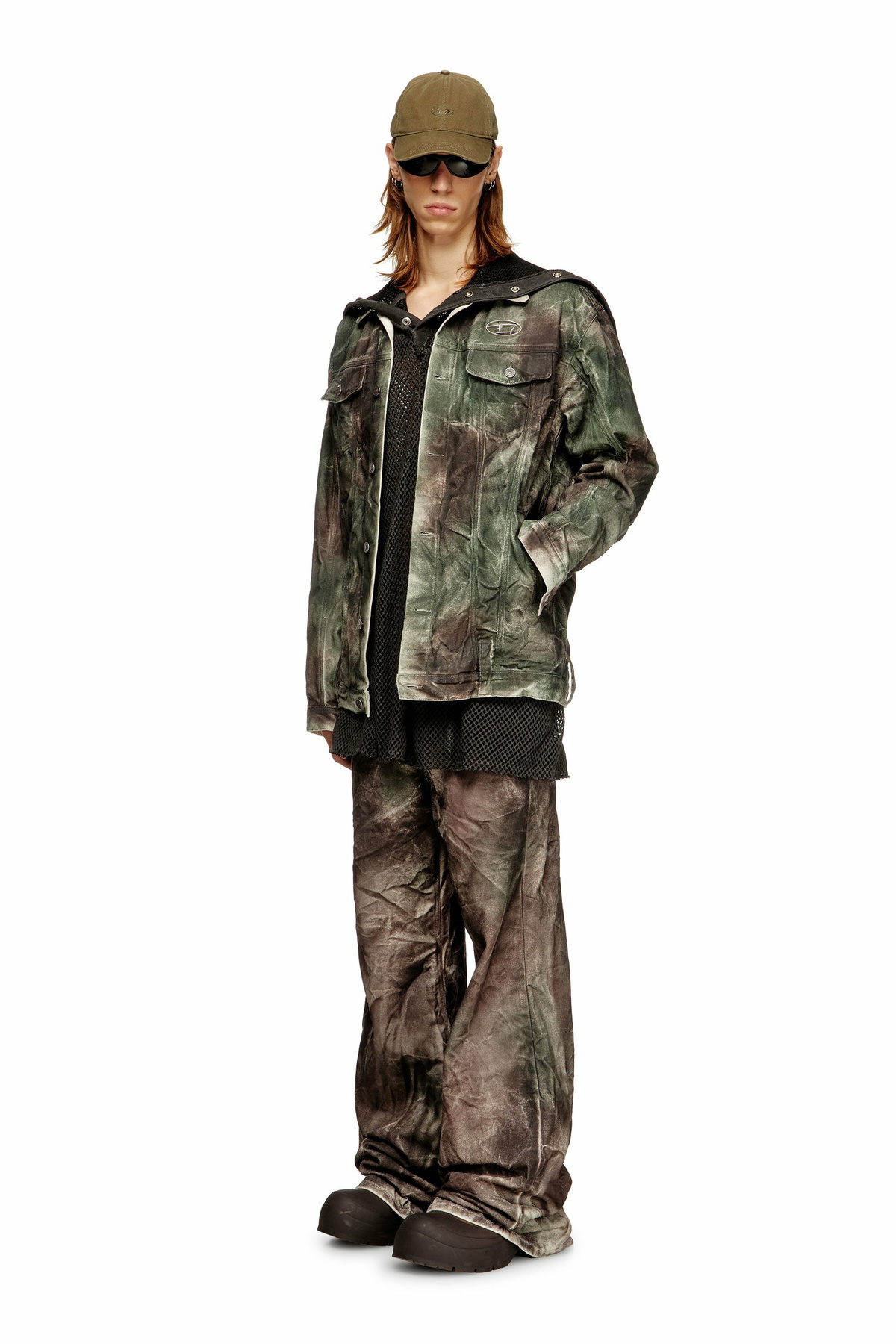 Diesel Trucker jacket in crinkled camo canvas - Jackets - Unisex ...