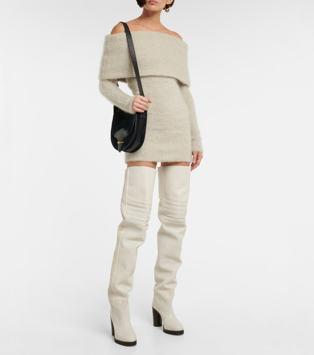 Isabel Marant Aria off-shoulder mohair-blend sweater dress Isabel Marant
