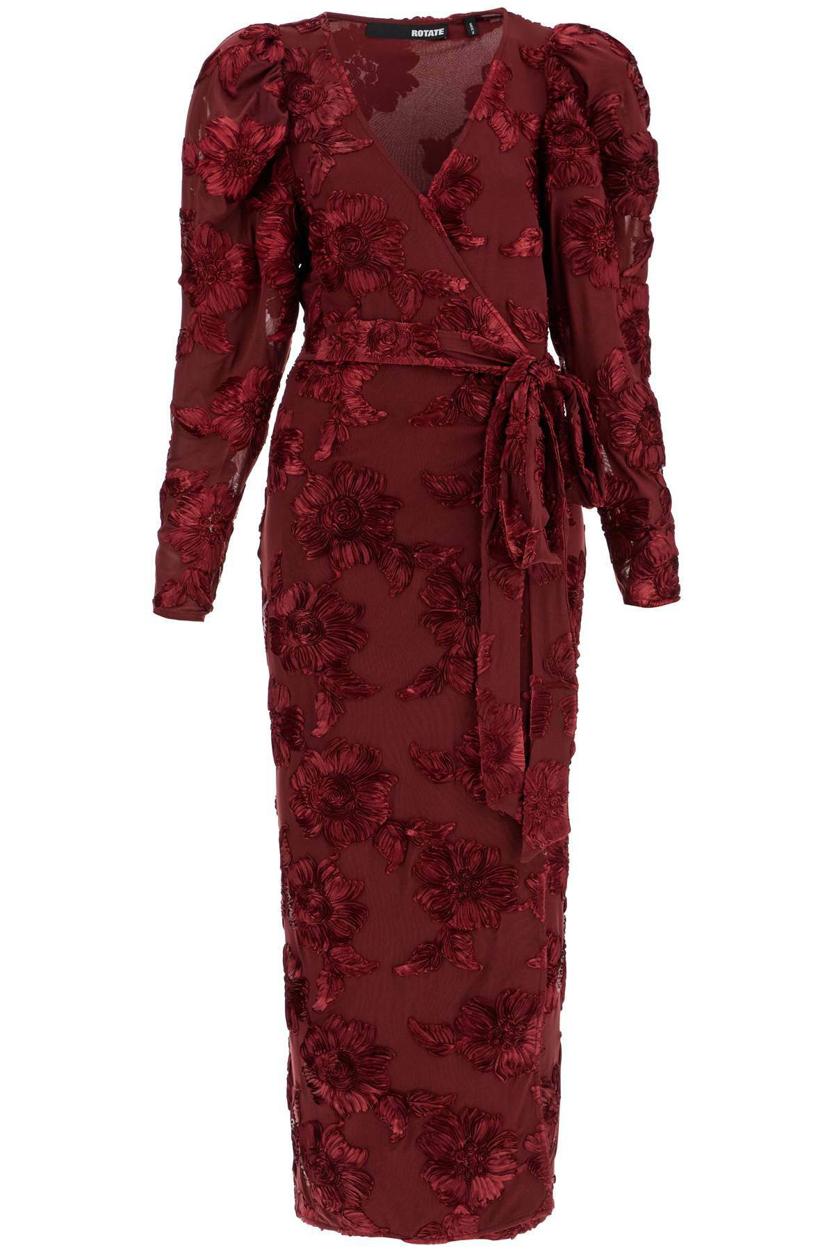 ROTATE 'mesh dress with embroidered flower details' Red ROTATE Birger ...