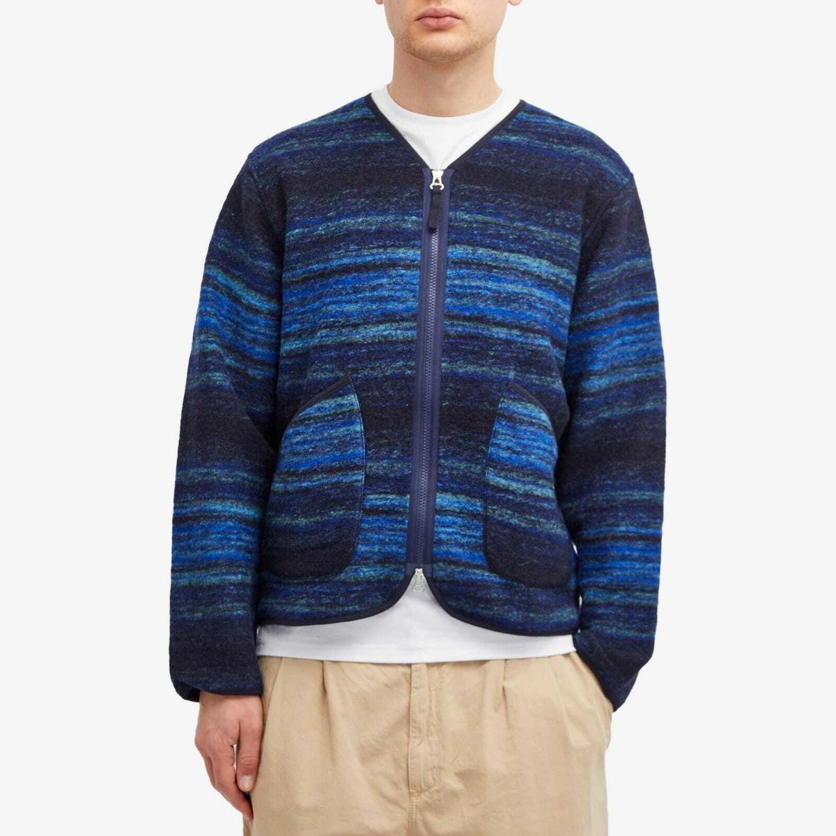 Universal Works Men's Mississippi Fleece Military Liner Jacket in Blue ...