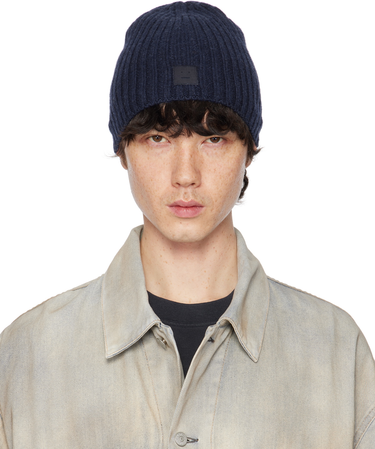 Acne Studios Navy Knitted Beanie Acne Studios