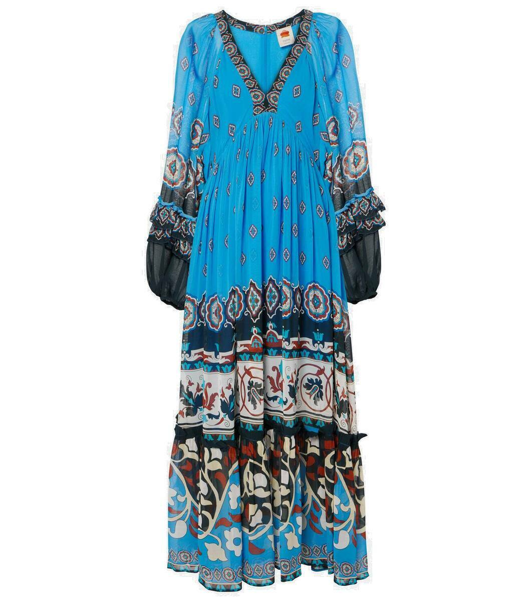 Farm Rio Anika Tiles balloon-sleeve maxi dress Farm Rio