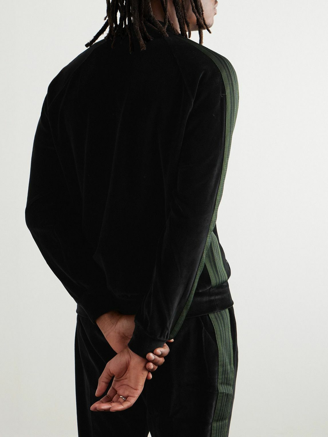 Needles - Logo-Embroidered Velour Zip-Up Sweatshirt - Black Needles