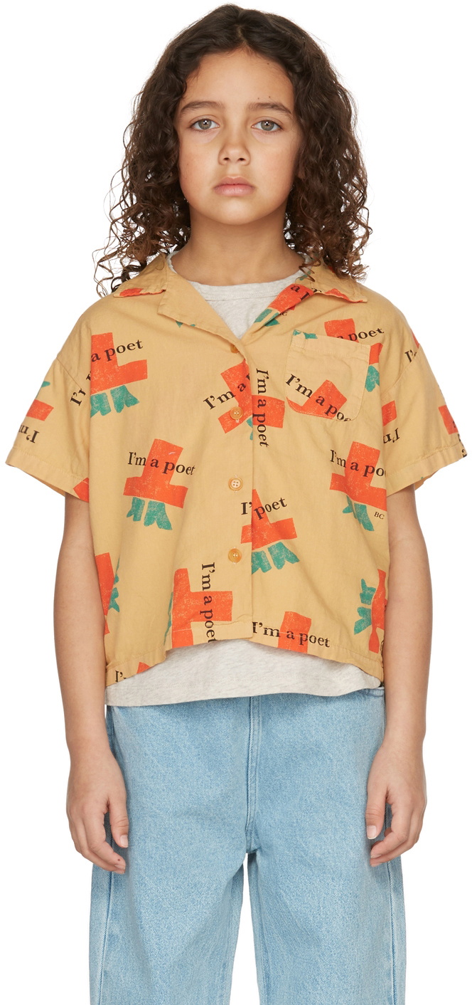 Bobo Choses Kids Beige 'I'm a Poet' Short Sleeve Shirt Bobo Choses