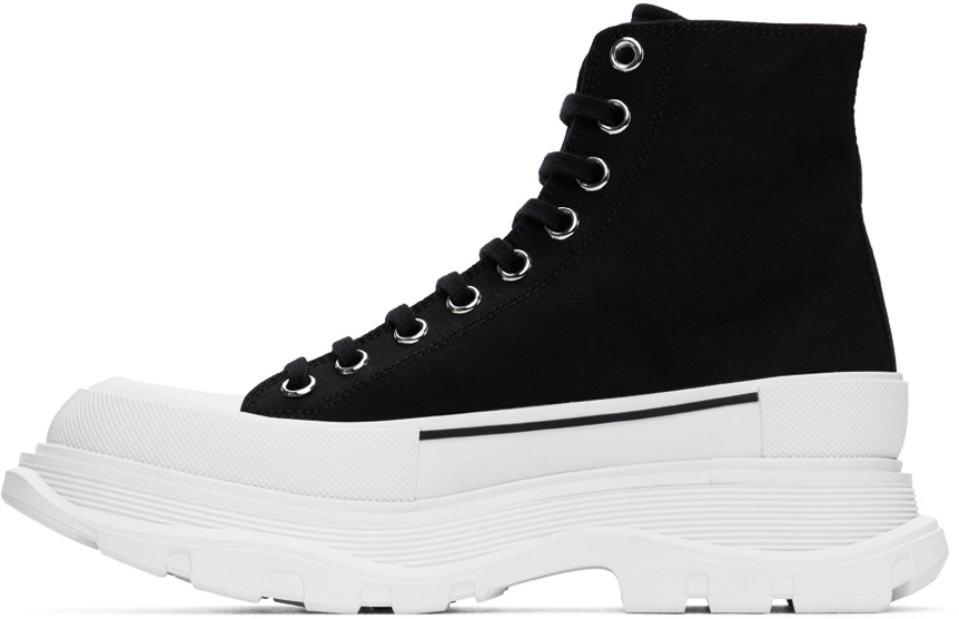 Alexander McQueen Black Canvas Tread Slick Platform High Sneakers ...