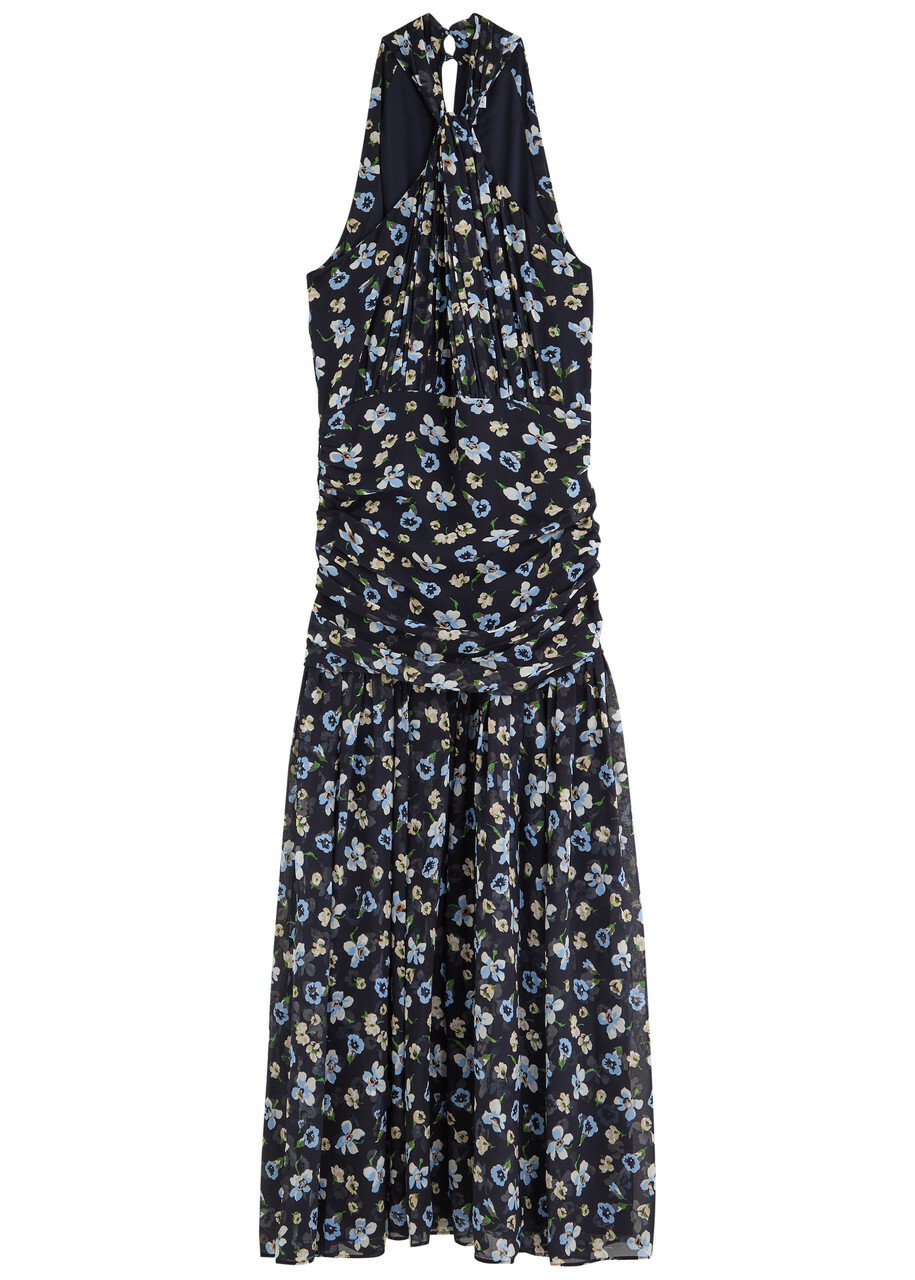 Veronica Beard Brock Floral-print Silk-chiffon Maxi Dress Navy Veronica ...