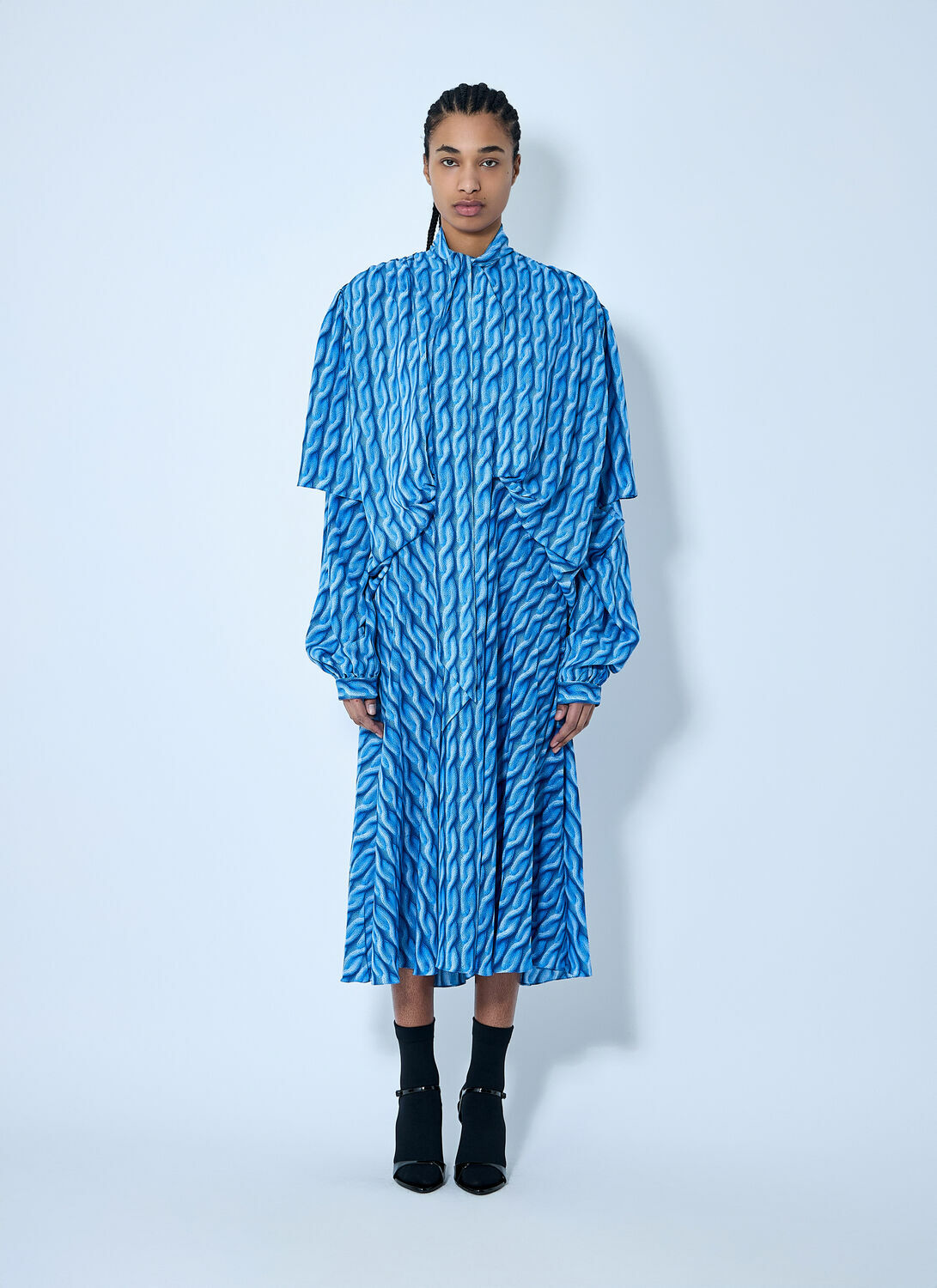Balenciaga Double Sleeve Pleated Dress Balenciaga
