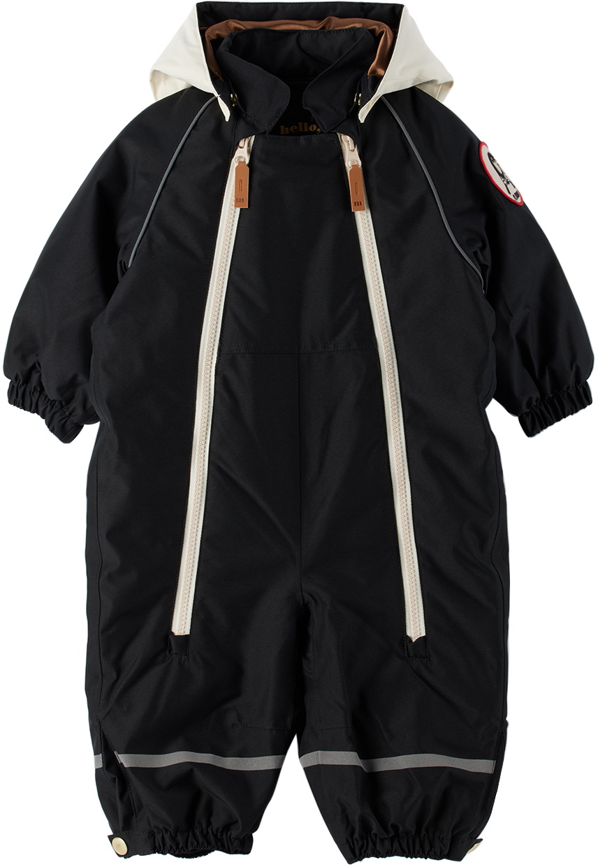 Mini Rodini Baby Black Alaska Panda Snowsuit Mini Rodini