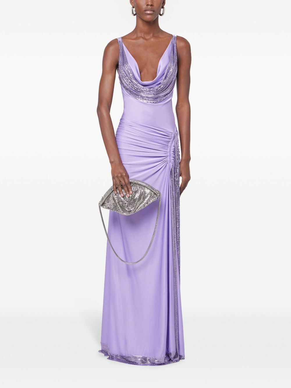 Rabanne Mesh-Embellished Maxi Dress Paco Rabanne