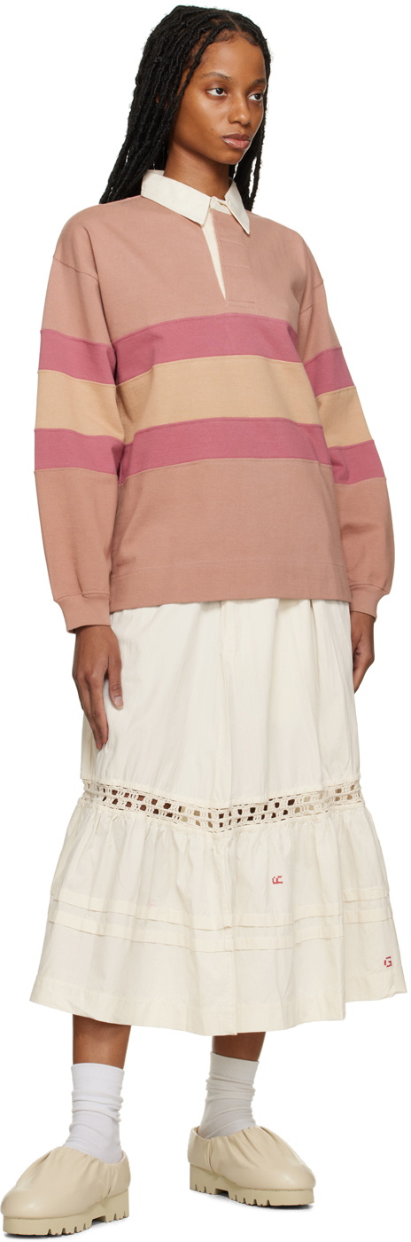 Story mfg. Beige & Pink Climber Long Sleeve Polo Story Mfg.