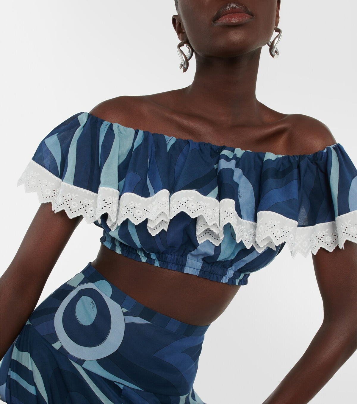 Pucci Marmo-print cotton crop top Emilio Pucci