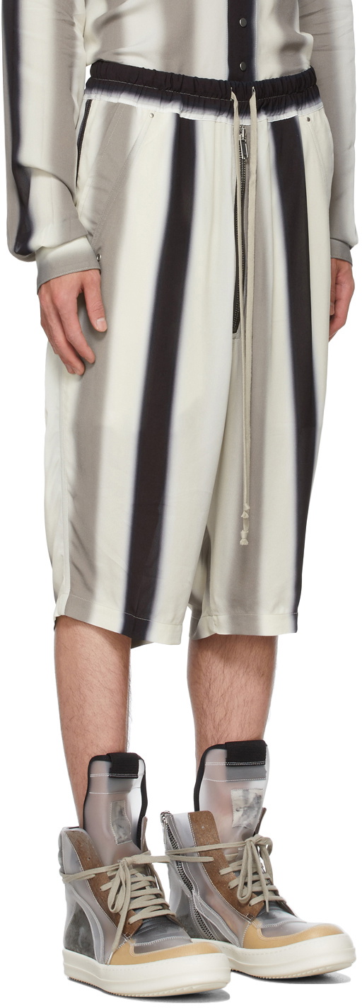 Rick Owens Grey Stripe Bela Pods Shorts Rick Owens