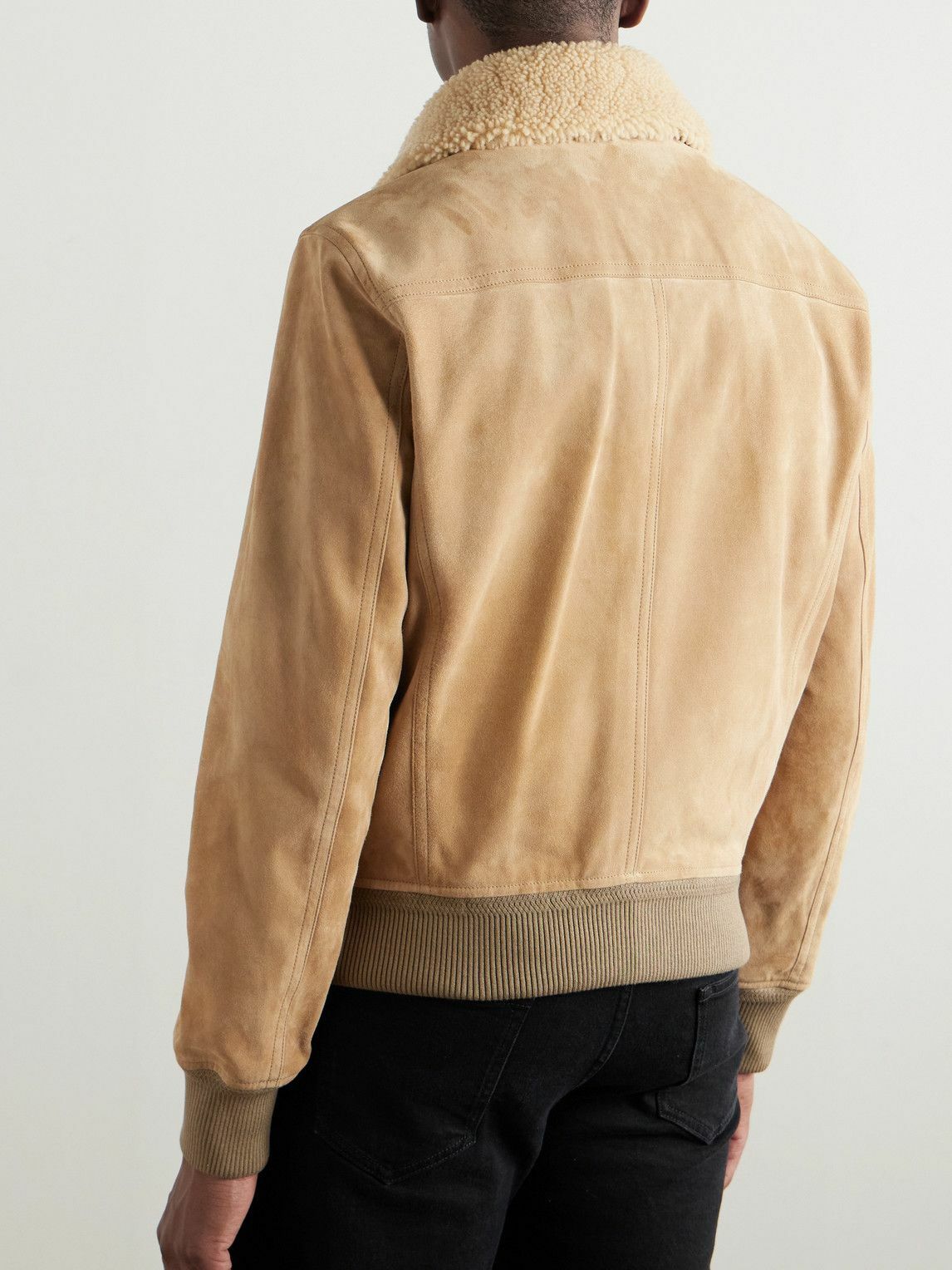 TOM FORD - Shearling-Trimmed Suede Bomber Jacket - Neutrals TOM FORD