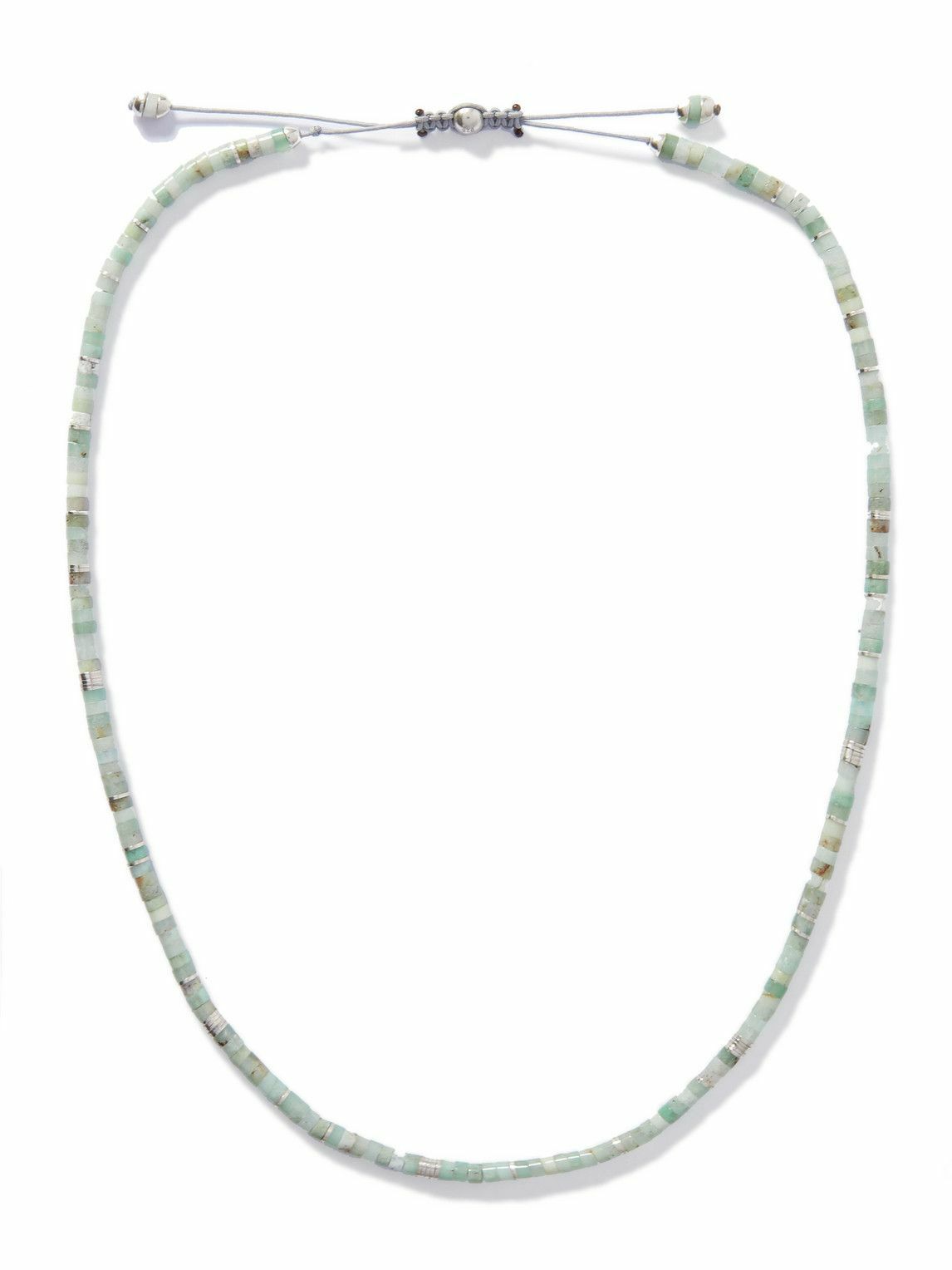 M. Cohen - Tucson Sterling Silver, Chrysoprase and Cord Necklace M.Cohen