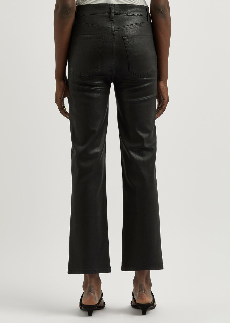Frame Le Sleek Coated Straight-leg Jeans Black Frame Denim