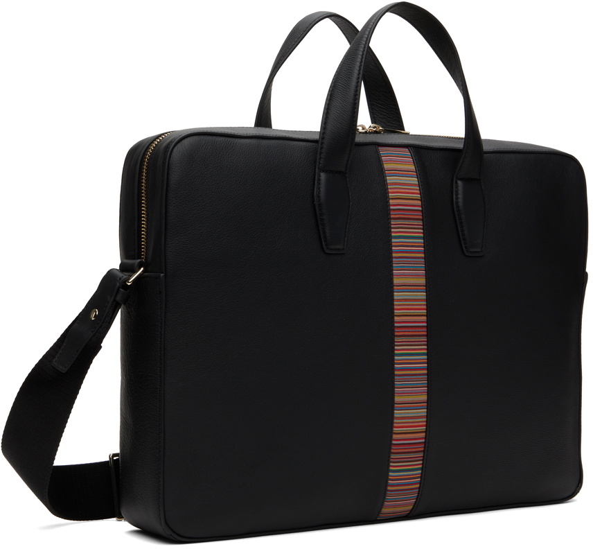 Paul Smith Black Leather Signature Stripe Business Briefcase Paul Smith
