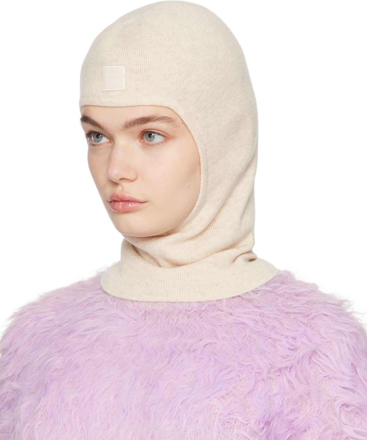 Acne Studios Beige Face Logo Balaclava Acne Studios