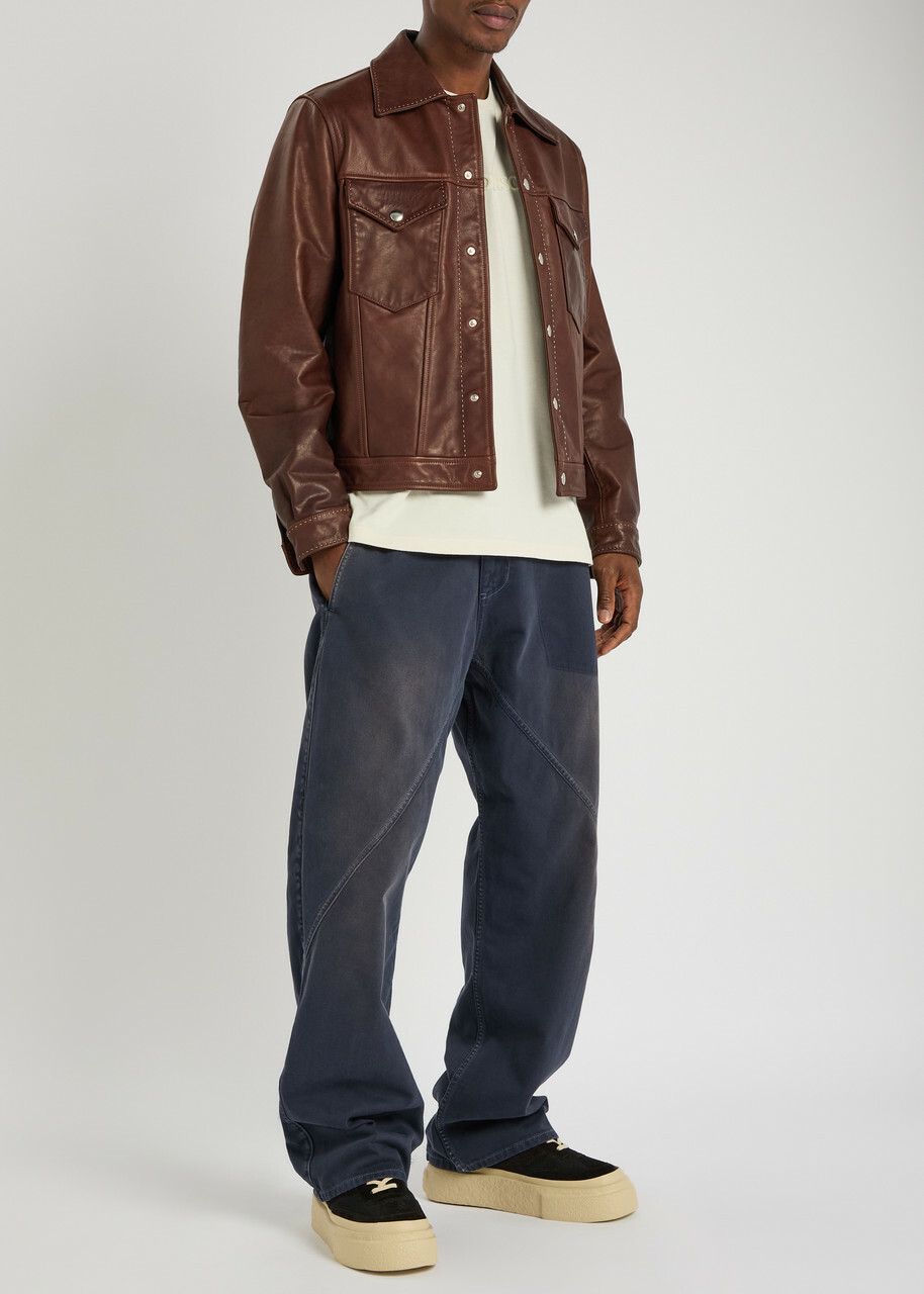 Second Layer Trucker Leather Jacket Brown Second/Layer