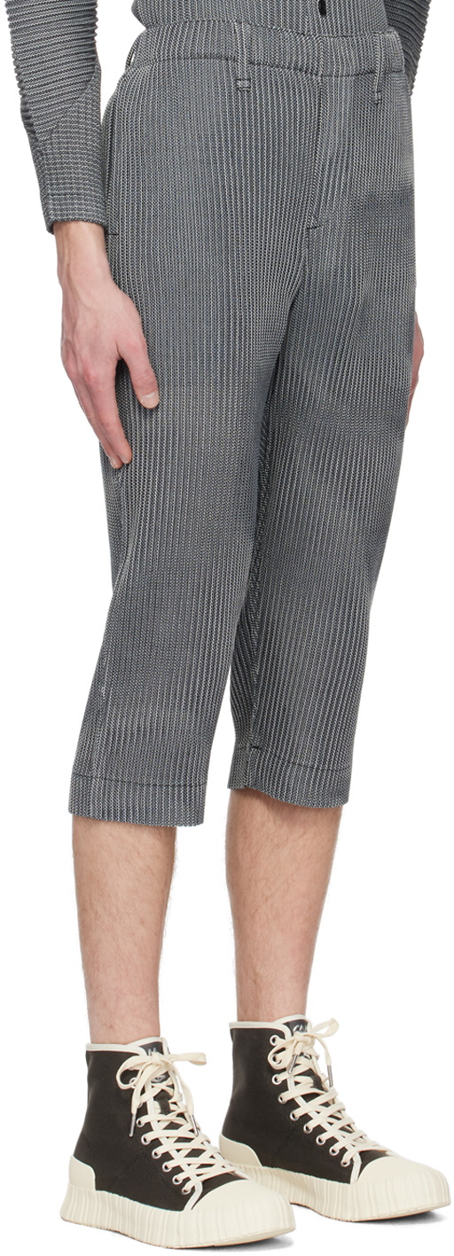 Homme Plissé Issey Miyake Gray Leno Stripe Trousers Homme Plisse Issey ...
