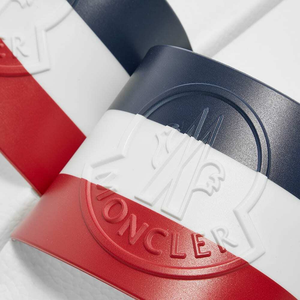 Moncler Men's Basile Tricolour Pool Slide in White/Red/Blue Moncler