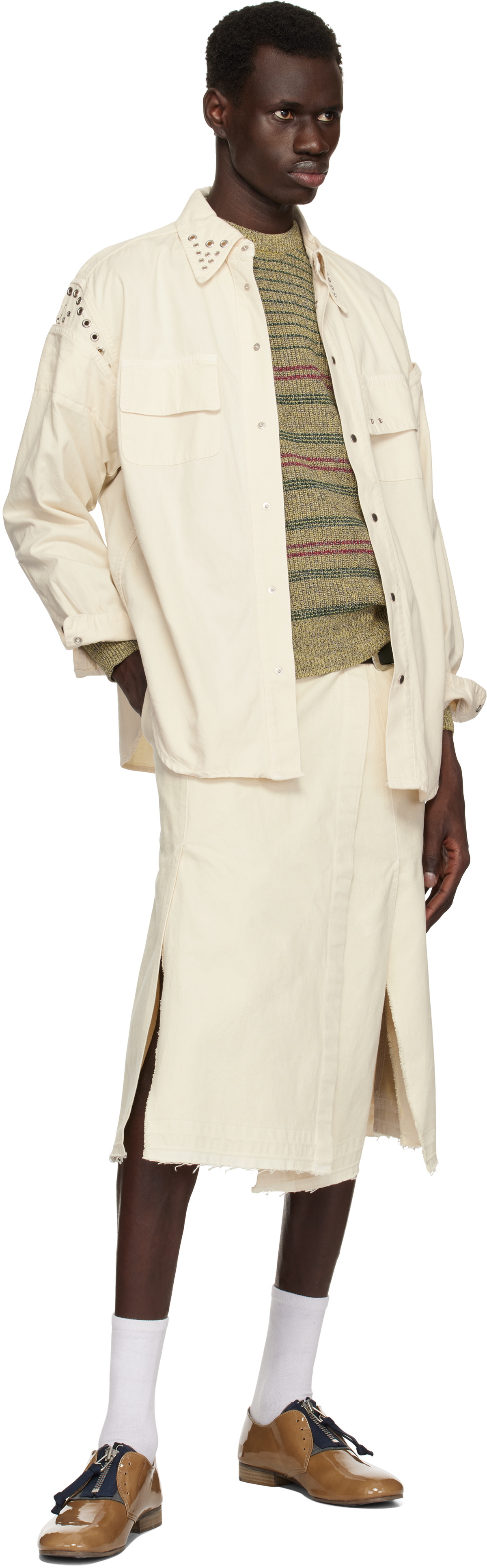 Toga Virilis Off-White Eyelet Denim Shirt Toga Virilis