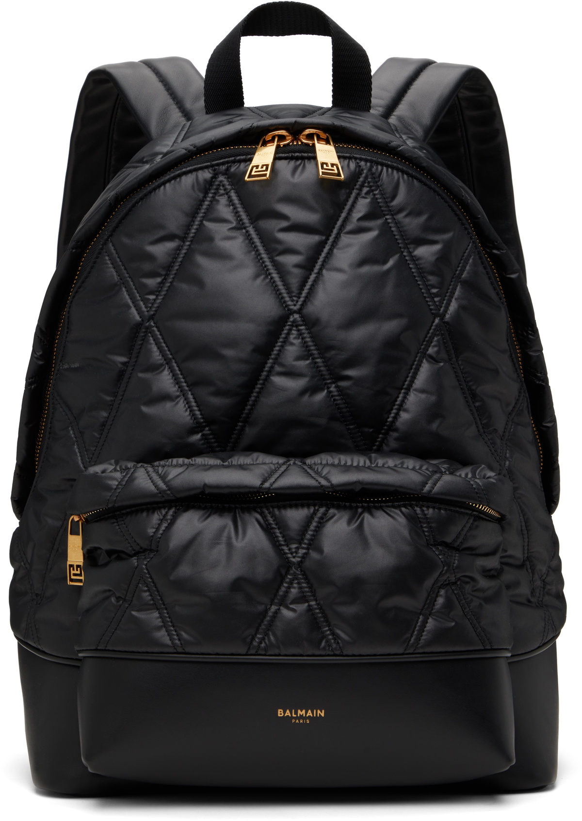 Balmain Black Quilted Nylon Diamond Motif Backpack Balmain