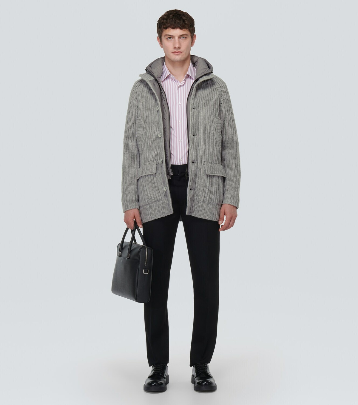 Herno Hooded cable-knit wool jacket Herno