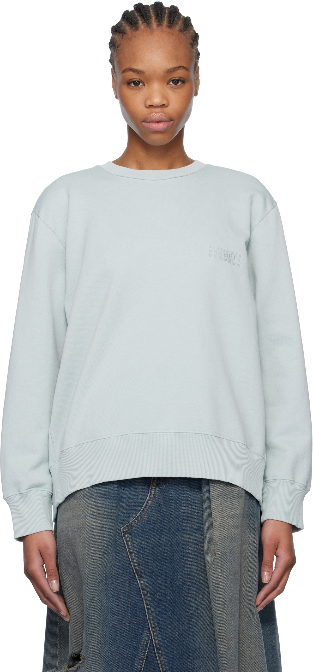 MM6 Maison Margiela Blue Spliced Logo Sweatshirt MM6 Maison Margiela