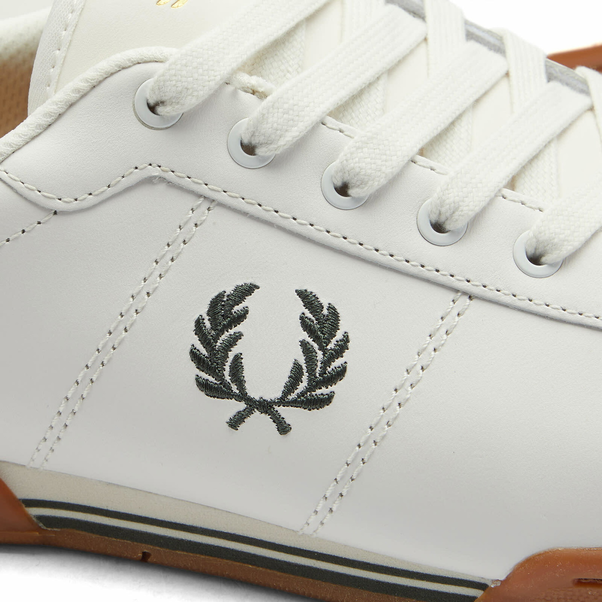 Fred Perry Men's B722 Leather Sneakers in Snow White/Field Grey Fred Perry