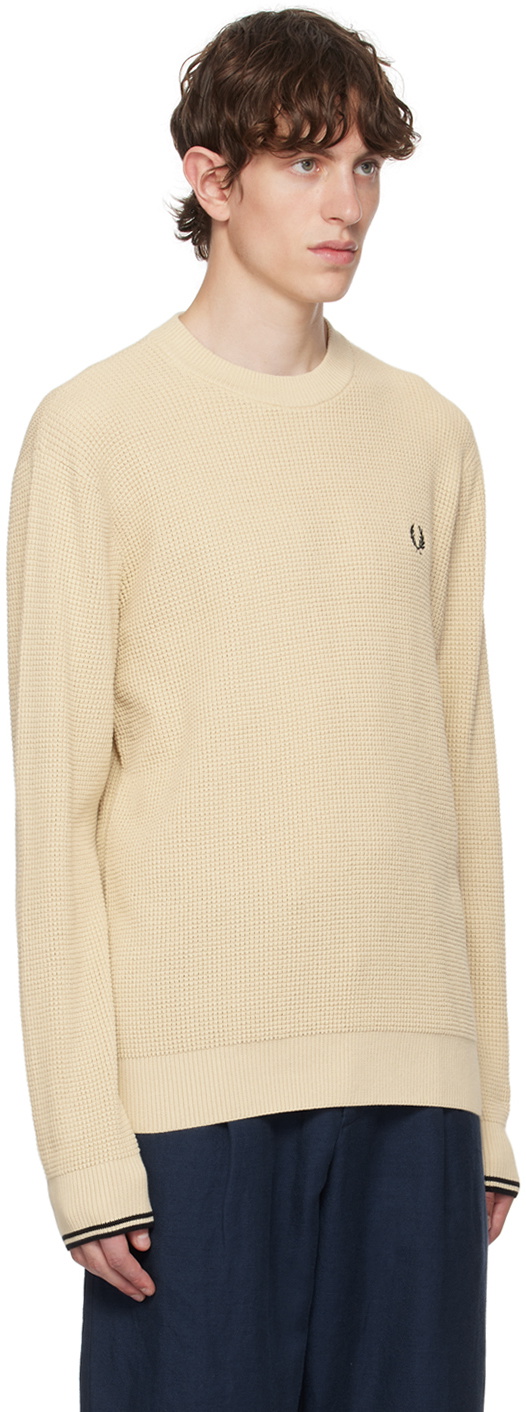 Fred Perry Beige Embroidered Sweater Fred Perry