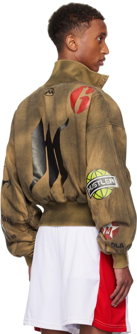 Mowalola Brown Crash Denim Bomber Jacket Mowalola