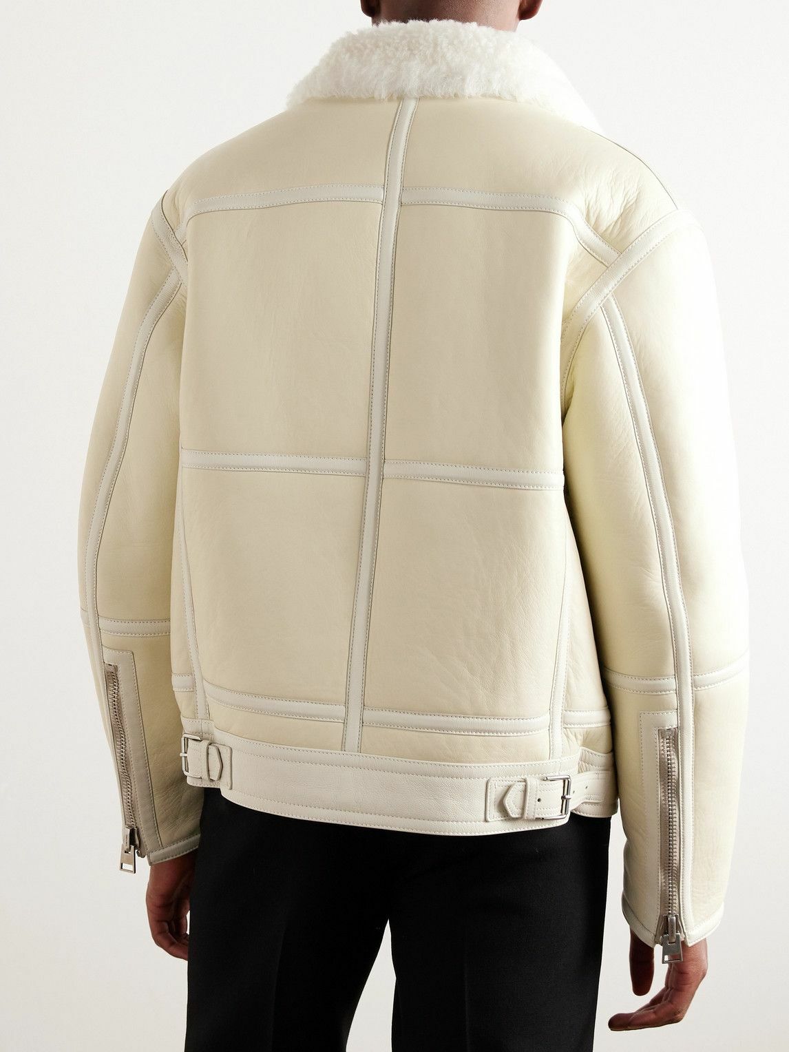 TOM FORD - Shearling Biker Jacket - Neutrals TOM FORD